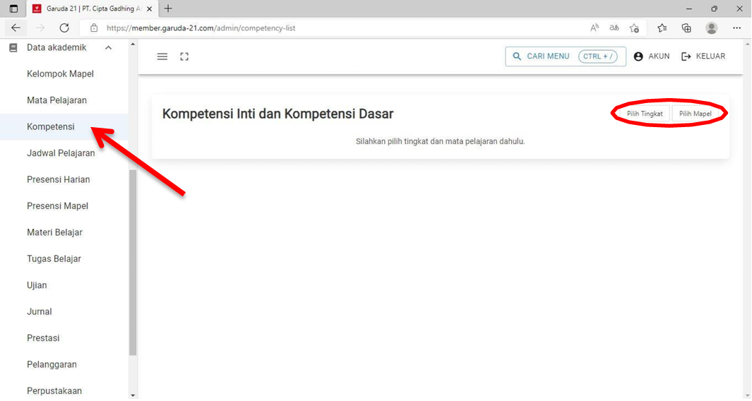 Setting Capaian Pembelajaran – Tracker GARUDA-21.com